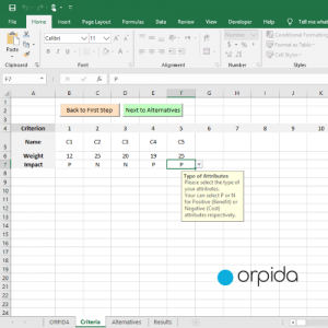 TOPSIS Excel Template - Orpida