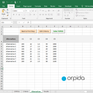 TOPSIS Excel Template - Orpida